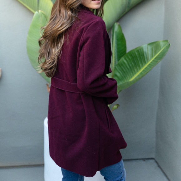 Jackets & Coats | Belted Maroon Winter Coat | Poshmark